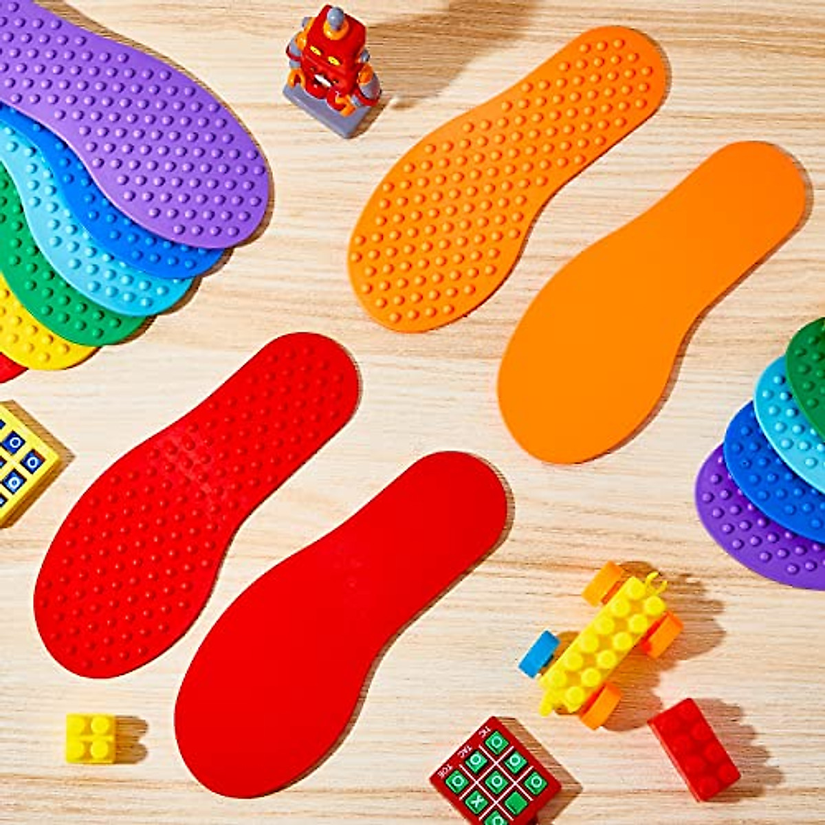 8 Pairs Feet Markers Classroom Markers Colorful Spot Floor Markers Footprint Shaped Non Slip Rubber Carpet Markers for Kids Home School Classroom Physical Education Learning Craft Supplies, 7 Colors