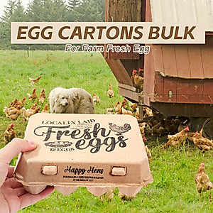 Zhanmai 25 Pcs Natural Paper Pulp Egg Cartons Blank Bulk Square Chicken Egg Cartons 12 Count Dozen Vintage Classical 3 x 4 Style Cardboard Egg Tray for Family Farm Market Storing