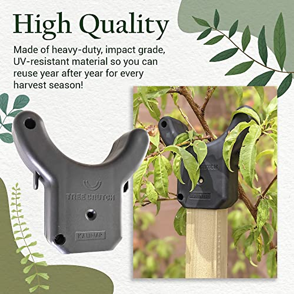 Kalinar Tree Crutch - DIY Tree Support Device - Save Fruit Tree Branches from Breaking Under Heavy Fruit, fits on Standard 2x2 Lumber, T-bar, Bamboo Garden Stakes, Broom Pole, and More (1-Pack)