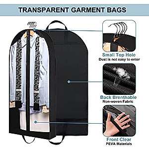 Clear Garment Bags Suit Bag:5 Pack 40 inch Closet Storage Hanging Clothes Business Non Woven Suit Cover Travel Dress Bag For Coats,Uniforms,Sweaters, Jackets