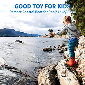 GoolRC RC Boat, WLtoys WL916 Remote Control Boat, 60KM/H High Speed RC Racing Boat for Pools or Lakes, 2.4GHz RC Boats with Low Battery Alarm for Kids and Adults,