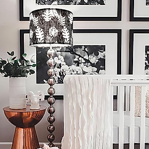 GO&SO Floral Area Medium Drum Lamp Shades 13" Top x 13" Bottom x 10" High (Spider) Transitional Black & White Lampshade Table Lamp & Bedside Lamp - Handcrafted - Perfect for Art Decor