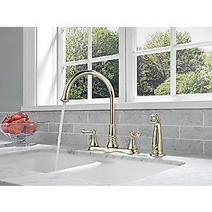 DELTA FAUCET 2497LF-PN Two Handle Kitchen Faucet with Spray, Polished Nickel