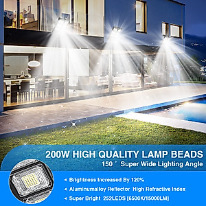 NAVAZIP 200W Solar Lights Outdoor, 15000LM Solar Lights for Outside Waterproof, Solar Flood Lights Outdoor Motion Sensor with Remote, for Street,Yard, Garden, Path & Parking Lot
