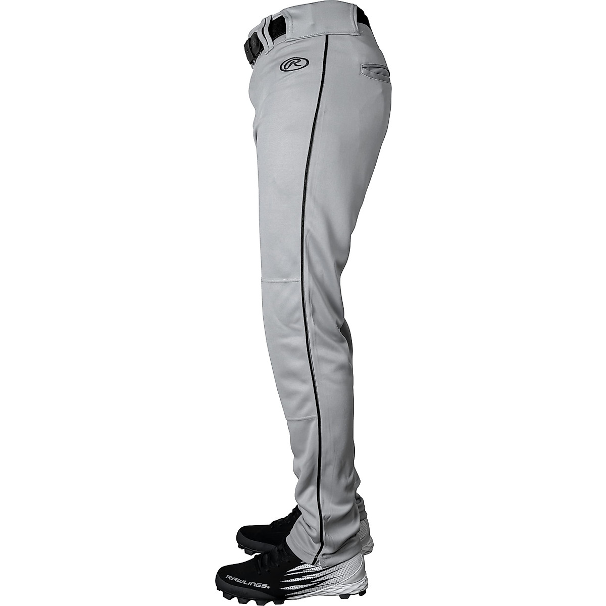 Rawlings | LAUNCH SERIES Full Length Baseball Pants | Adult Medium | Grey/Black