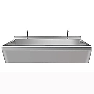 GagalU Wall Mount Utility Sink Commercial Hand Washing Basin, Stainless Steel Prep/Bar Sinks with 2 Faucet, Heavy Duty Large Kitchen Sink Laundry Station Mop Sink, for Restaurant/School/Hospital