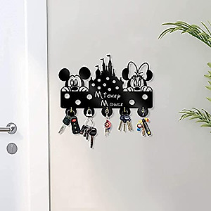 Mickey Mouse Disney Key Hooks,Door Hooks Self-Adhesive Key Holder for Wall Entryway, Kitchen,5 Hook Black Heavty Duty 6lb (Mickey Mouse)
