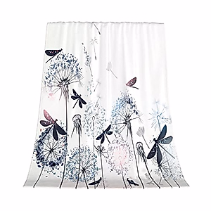 Elegant Dandelion and Dragonfly Soft Throw Blanket All Season Microplush Warm Blankets Lightweight Tufted Fuzzy Flannel Fleece Throws Blanket for Bed Sofa Couch 80"x60"