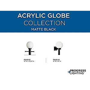 Progress Lighting P5626-60 Acrylic Globe Outdoor, 8-Inch Width x 15-Inch Height, Black