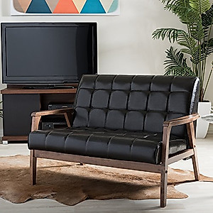 Baxton Studio Mid-Century Masterpieces Love Seat, Brown