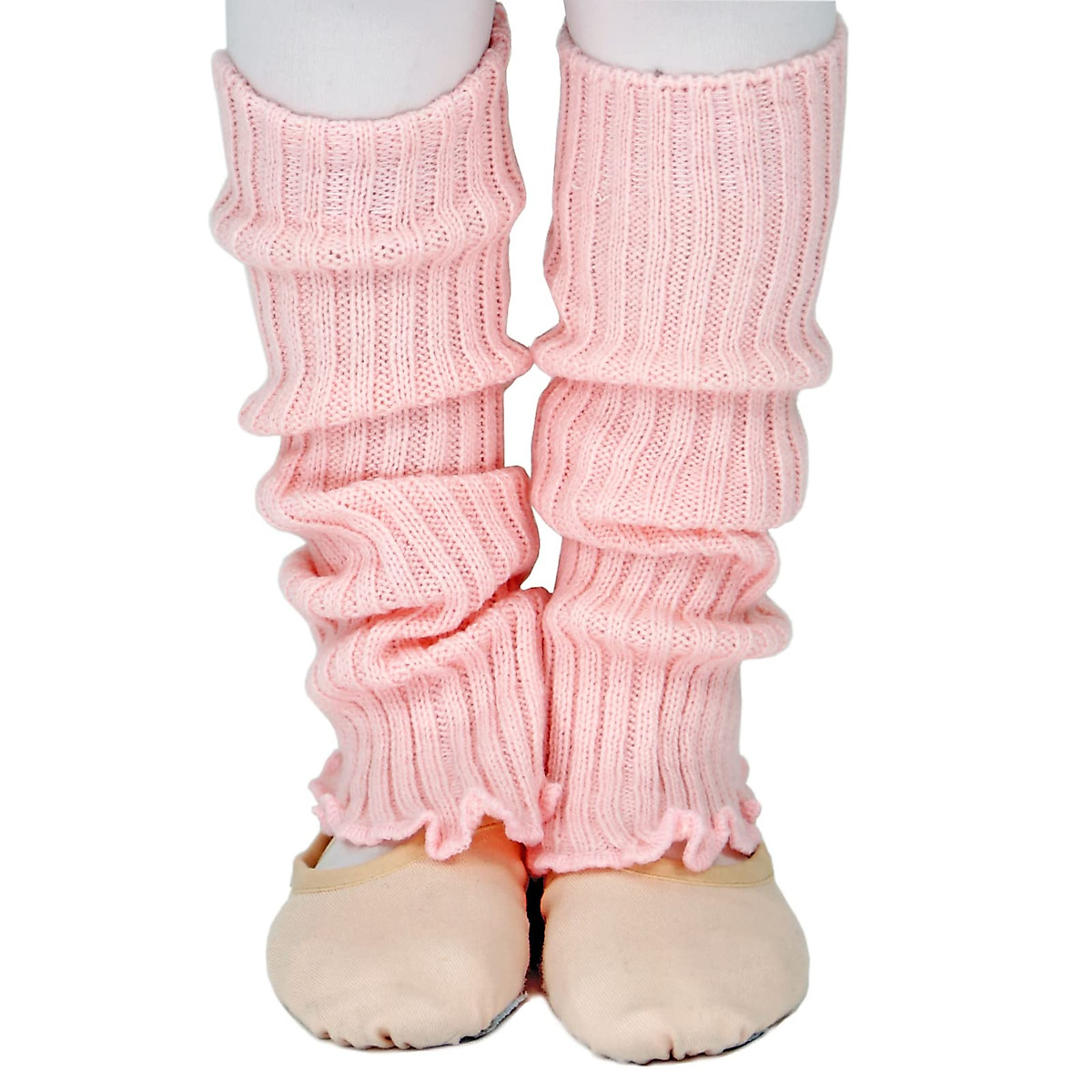 DANCEYOU Ballet Leg Warmers for Girls Toddler Teens Stirrup Ankle Warmers Knitted Socks for Dance Practice Yoga Sports Casual, Pink