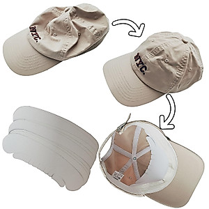 FKUMLUN 25 Pcs Baseball Caps Inserts Shapers, 5 Design Cardboard Hat Support Brim Holder Universal Cap Inner Liner,White