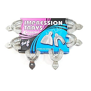 Premium German Dental Autoclavable Metal Impression Trays Stainless Steel Upper Lower Dental Perforated Impression Trays Set of 6 Cyanemed