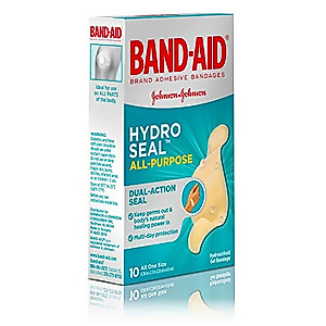 Band-Aid Brand Hydro Seal Adhesive Bandages for Wound Care and Blisters, All Purpose Waterproof Bandages for Cuts and Scrapes, 10 Count