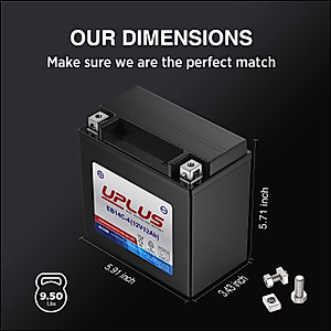 ATV Battery YTX14-BS, UPLUS EB14C-4 Scooter Snowmobile UTV Motorcycle Battery Maintenance Free - Sealed AGM Powersports Batteries Compatible with Honda Suzuki Kawasaki Yamaha