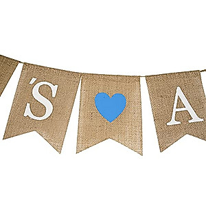 MEEDEE Welcome Baby Banner It's A Boy Banner Burlap Baby Shower Banner For Baby Shower Decorations Rustic Baby Shower Banner Hanging Bunting For Safari Baby Shower Decorations, 3 Pieces