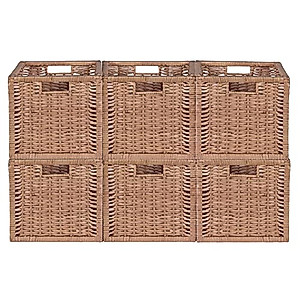 Niche Cubo Set of 6 Full-Size Foldable Wicker Storage Basket- Natural