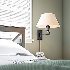 Kenroy Home 30110BLKP Simplicity Wall Swing Arm Lamp with Matte Black Finish, Modern Style, 14" Height, 15.5" Width, 25" Depth