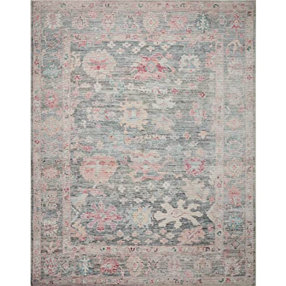 Loloi II Elysium Collection ELY-02 Graphite/Multi, Traditional 7'-6" x 9'-6" Area Rug