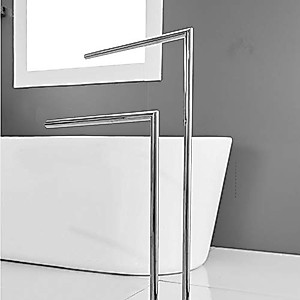 Towel Rack Stand Alone, 2 Tier Freestanding Towel Holder for Floor, Stainless Steel Bathroom Accessories with Marble Base, No Rust, Simple Assemblysilver