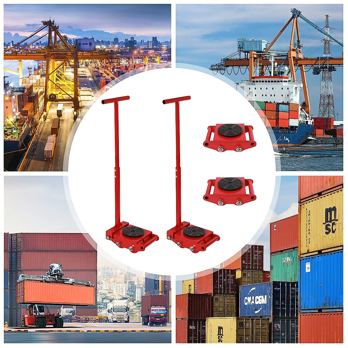 awolsrgiop 4pcs Machinery Mover, 13200lbs/6T Machine Dolly Skate 4 Rollers 360° Rotation Machinery Mover Cap w/Handles Machine Skates Heavy Duty Moving Equipment for Home, Decoration