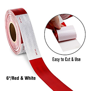 SEVEN SPARTA DOT-C2 Reflective Safety Tape 2 Inch x 200 Feet Red/White Conspicuity Tape for Vehicles, Trailers, Boats, Signs (200 FT)
