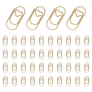 LAHONI 150 Pieces Cute Paper Clips, Mini Smooth Steel Wire Heart Shaped Paperclips Bookmark Clips for Office Supplier School Student (0.79 inch/20mm) Gold