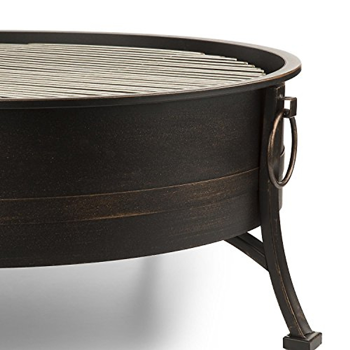 BLUMFELDT Catania 2-in-1 Fire Bowl, 32 Inch Diameter Fireplace with FireView Concept, Spark Guard, Carry Rings, Poker and Grill Grate, Heat-Resistant Lacquer, Antique Design, Charcoal or Firewood