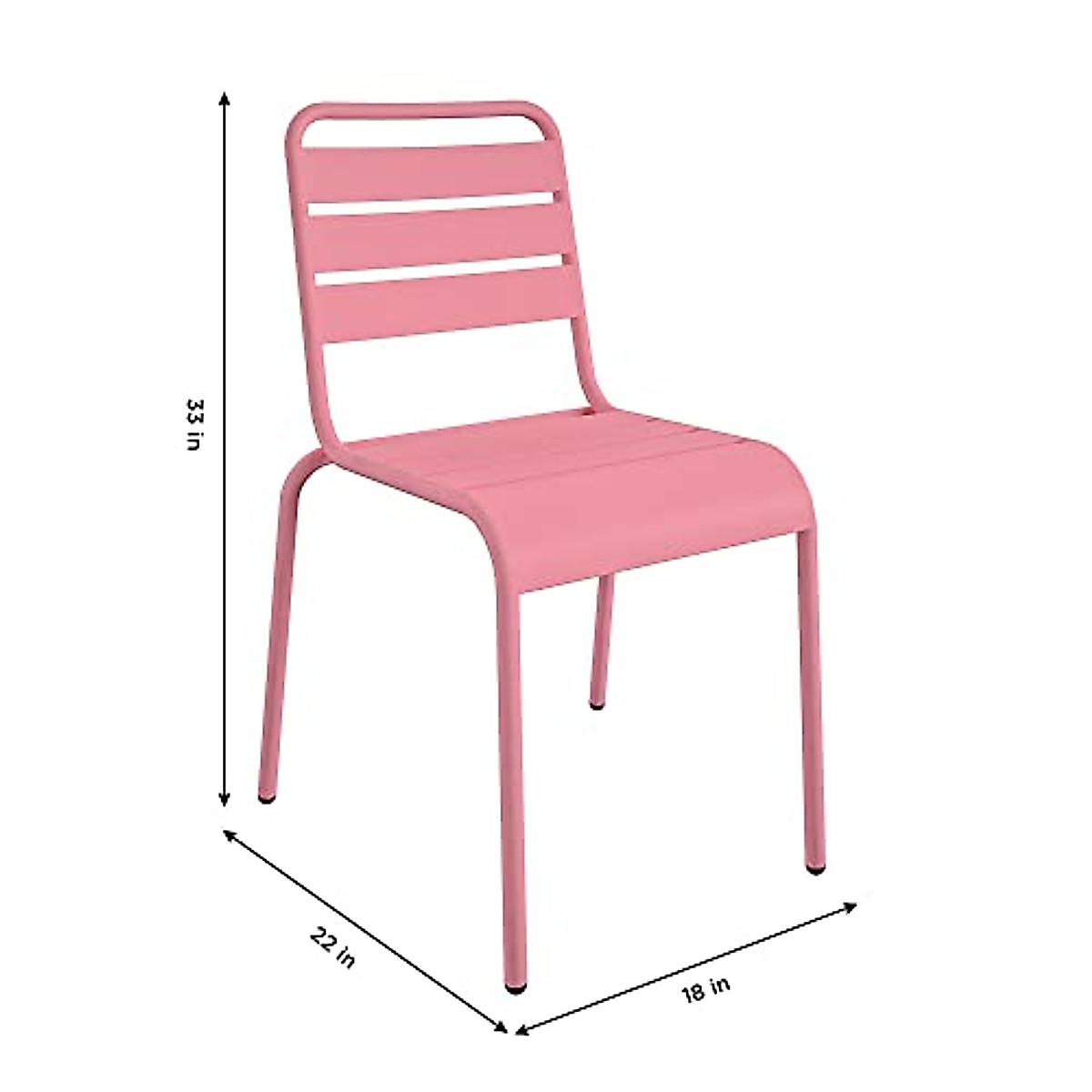 Novogratz Poolside Gossip, June Outdoor/Indoor Stacking Dining Chairs, 2-Pack, Pink