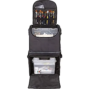 ArtBin 6922SP Tote Express Rolling Portable Art Craft & Sewing Storage Organizer Bag with Wheels-Fits Sewing Machine, 0, Black/Aqua
