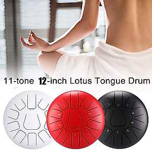 JLDN Steel Tongue Drum 11 Notes, 12 Inches Hand Pan Drums with Mallets Bracket Tonic Sticker Drum Bag Tank Drum Handpan Drum Percussion Instrument for Relax Mind,Pink