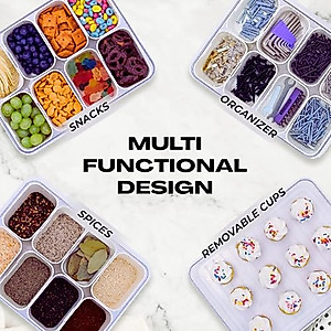 NEXUS2YOU Snack Box Divided Serving Tray with Lid & Handle Snackle Box Organizer Portable Charcuterie Container Food Storage Containers Veggies Fruit Nuts Candy Picnic (Pack of 2) 8 cup & 4 cup