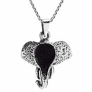 AeraVida Trendy Safari Elephant Head .925 Sterling Silver Pendant Necklace | Casual Necklace Jewelry for Women | Jewelry Gift