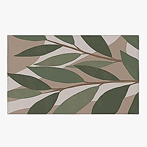 Dark Green Light Green Gradient Area Rug, Modern Abstract Plant Leaves Outdoor Carpet, Rug with Non-Slip Backing Easy Can Be Washed for Living Room Bedroom Home Office Floor Rug 4ftx6ft