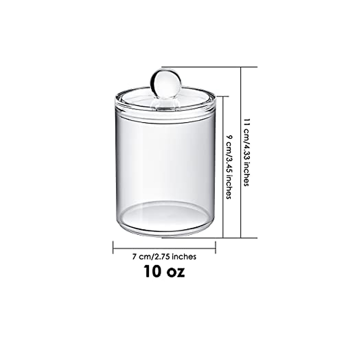 DS. DISTINCTIVE STYLE Bathroom Organizer Cotton Ball Holder Clear Canisters Acrylic Apothecary Jars with Lids (10oz&10oz)