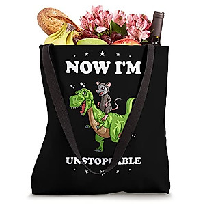 Opossum riding a T-rex Design for Dinosaur and Possum Tote Bag