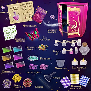 FUNZBO Fairy Polyjuice Potions Crafts for Girls Ages 6-8, Christmas Easter Gifts for 6 7 8 9 10 Year Old Girls & Girl Birthday Gifts, Fairy Garden Kit Gifts for Girls 6-8 8-10 8-12 Or Above (Red)