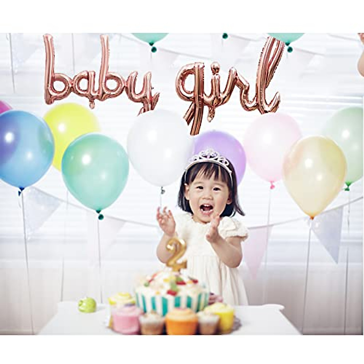 Baby Girl Balloon Rose Gold for Baby Shower Decorations Hand Writing Style Foil Balloon for It’s a Girl Party Birthday Party