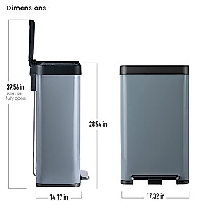 Home Zone Living 18.5 Gallon Large Capacity Kitchen Trash Can, Tall Stainless Steel Liner-Free Body, 70 Liter Capacity, Matte Black, Virtuoso Series