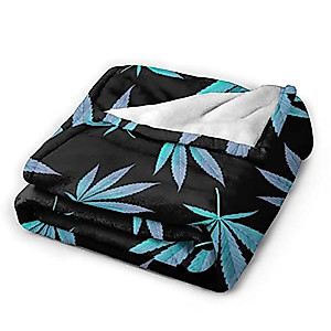 DICITNET Blue Leaves Weed Blanket Throw Blanket Lightweight Microfiber Blankets for Bed Couch Sofa Blanket Quilt 80"X60"