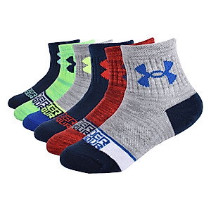 Under Armour Boys Multi Pack Quarter Sock, Color Block, 2T-4T