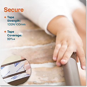 Roving Cove Edge Corner Protector Baby Proofing (Large 15ft Edge 4 Corners) - Hefty-Fit Heavy-Duty, Soft NBR Rubber Foam, Furniture Fireplace Safety Bumper Guard, 3M Adhesive, Coffee Brown