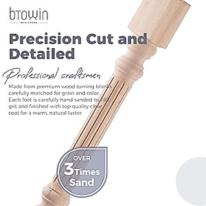 35 1/2-inch H 5-inch W 5-inch D Cabinet Columns, Btowin 2Pcs Unfinished Tapered Stripe Rubberwood Replacement Island Legs for Large Dining Table & Kitchen Table