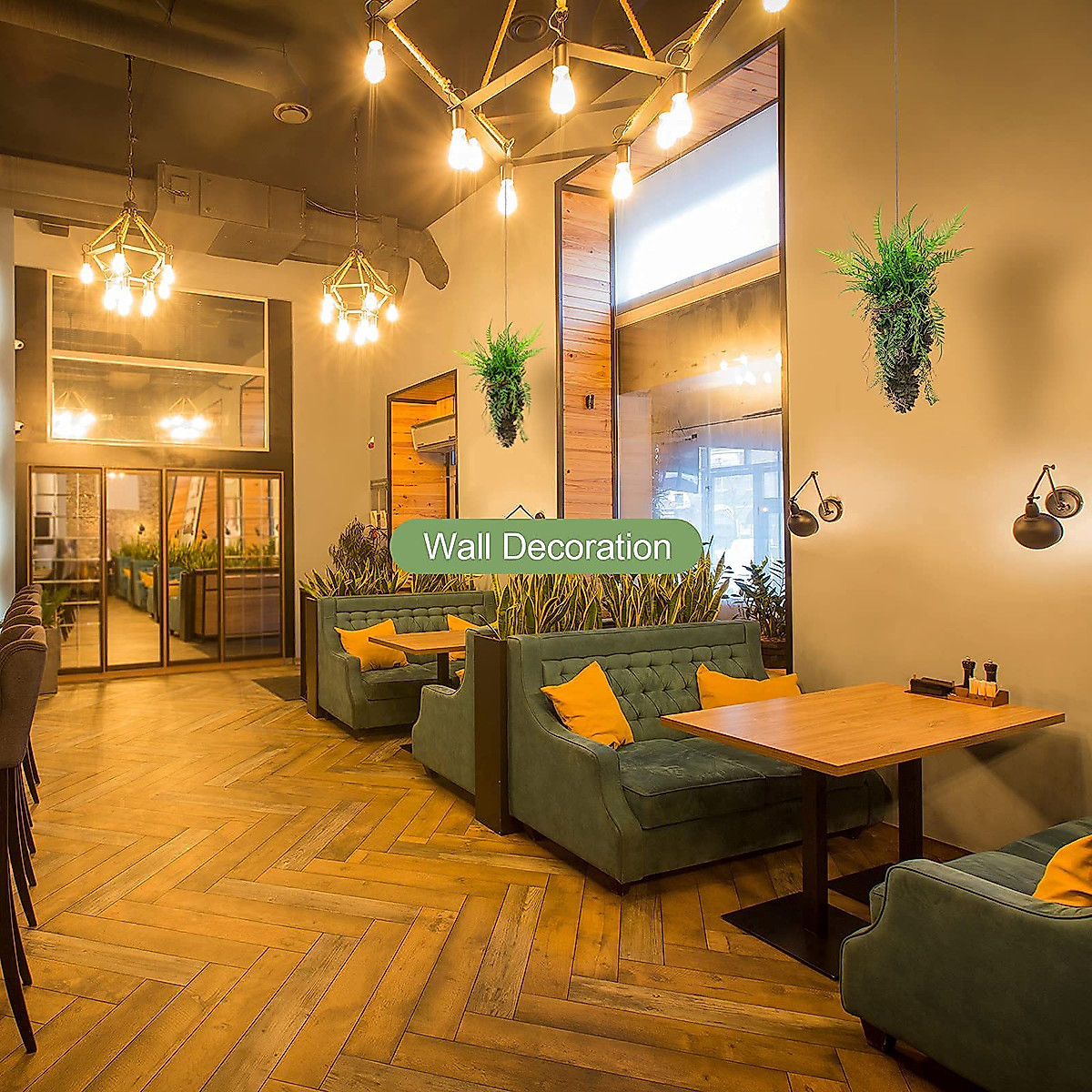 FAKEGREEN Artificial Plants, 57 Inch Fake Hanging Plants Mixed Faux Ferns Leaves Greenery Foliage Plant with Real Looking Pine Cone, Moss and Roots for Home, Room, Garden, Office, Party Decor