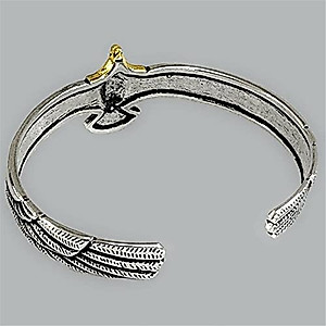 Energy Style ⅩⅢ Bracelet Eagle, 925 Sterling Silver Eagle Cuff Bracelet, Adjustable Open Ended Bangle, Vintage Rock Punk Bangle Cuff Wristband for Men Women (2Pcs)