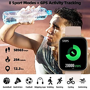 1.7'' Phone Smart Watch Answer/Make Calls, Fitness Watch with AI Control Call/Text, Android Smart Watch for iphone Compatible, Full Touch Smartwatch for Women Men, Heart Rate/Sleep Monitor Watch