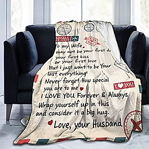 Fleece Blanket Love Letter to My Wife from Husband Ultra-Soft Micro Light Weight Warm Bed Throw Blanket (to My Wife, 60"x50")