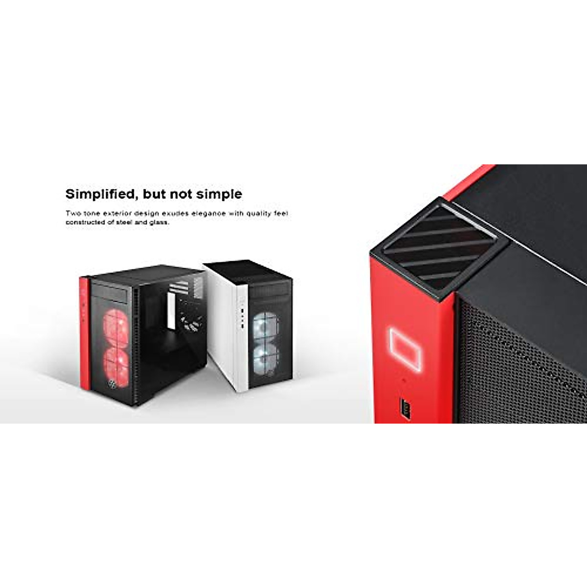 SilverStone Technology RL08BR-RGB Black and Red Micro-ATX Case with Tempered Glass Side Panel and 2 x120mm RGB Fans