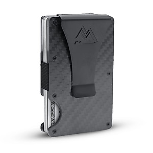 Mountain Voyage Co Minimalist Wallet for Men & Women - Slim RFID Wallet, Scratch Resistant, Credit Card Holder & Money Clip, Easily Removable Money & Cards, (Matte Carbon Fiber)