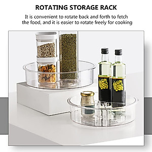 OSALADI 13 inch Kitchen Rack Rotating Shelf, Seasoning Storage Tray, Divided Spinning Organizer, Round Plastic Turntable Storage Food Bin Container, Divided Condiment Holder for Kitchen Home Bathroom